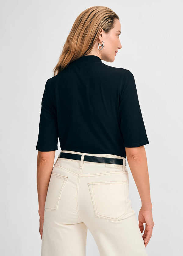 Mock Neck Elbow Tee | Isaac Mizrahi