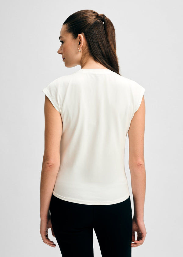 Twist Neck Short Sleeve Tee | Isaac Mizrahi